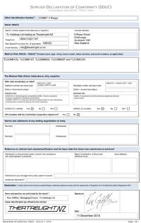 Theatrelight Declaration of Conformity (SDOC)